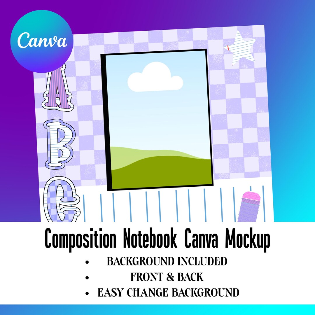 Composition Notebook Cover Mock up Canva Back to School Mockup Custom ...