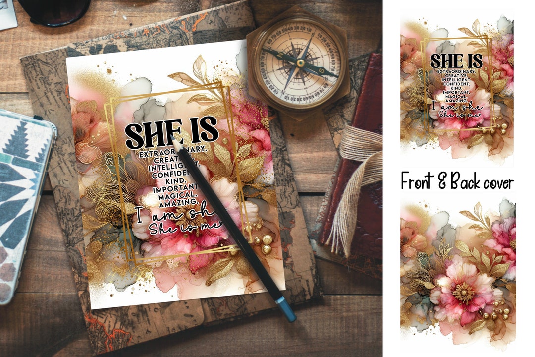 Alcohol Ink Gold Flowers Journal Covers PNG Design Sublimation ...