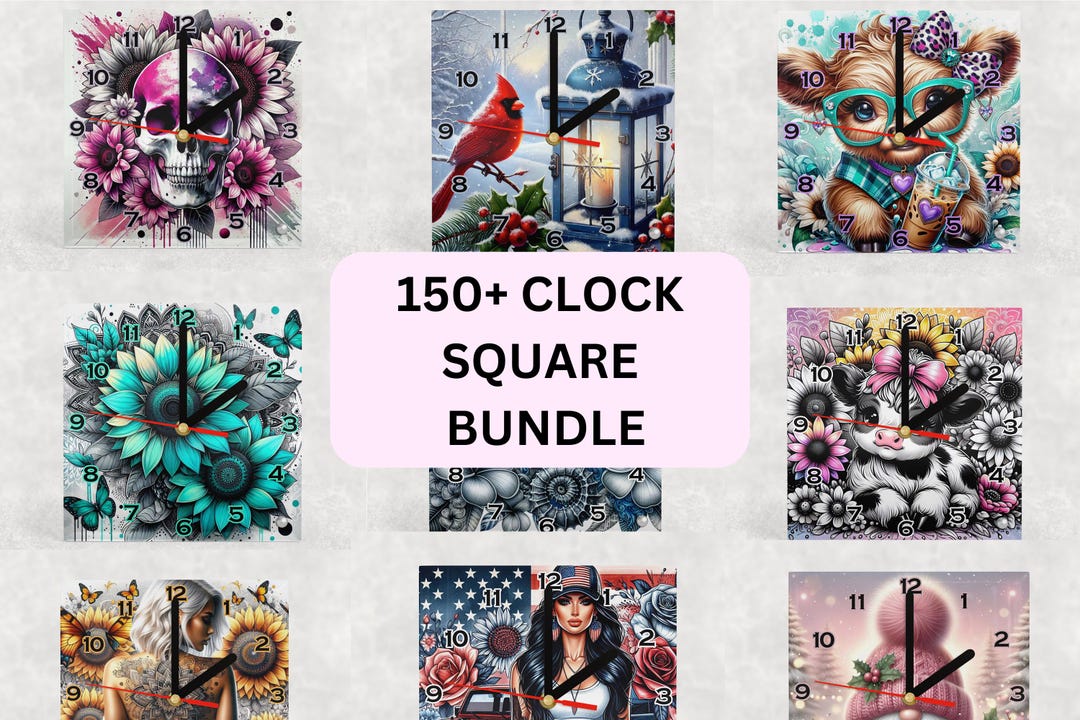 150+ Digital Clock PNG, Sublimation Design, Printable Wall Clock ...