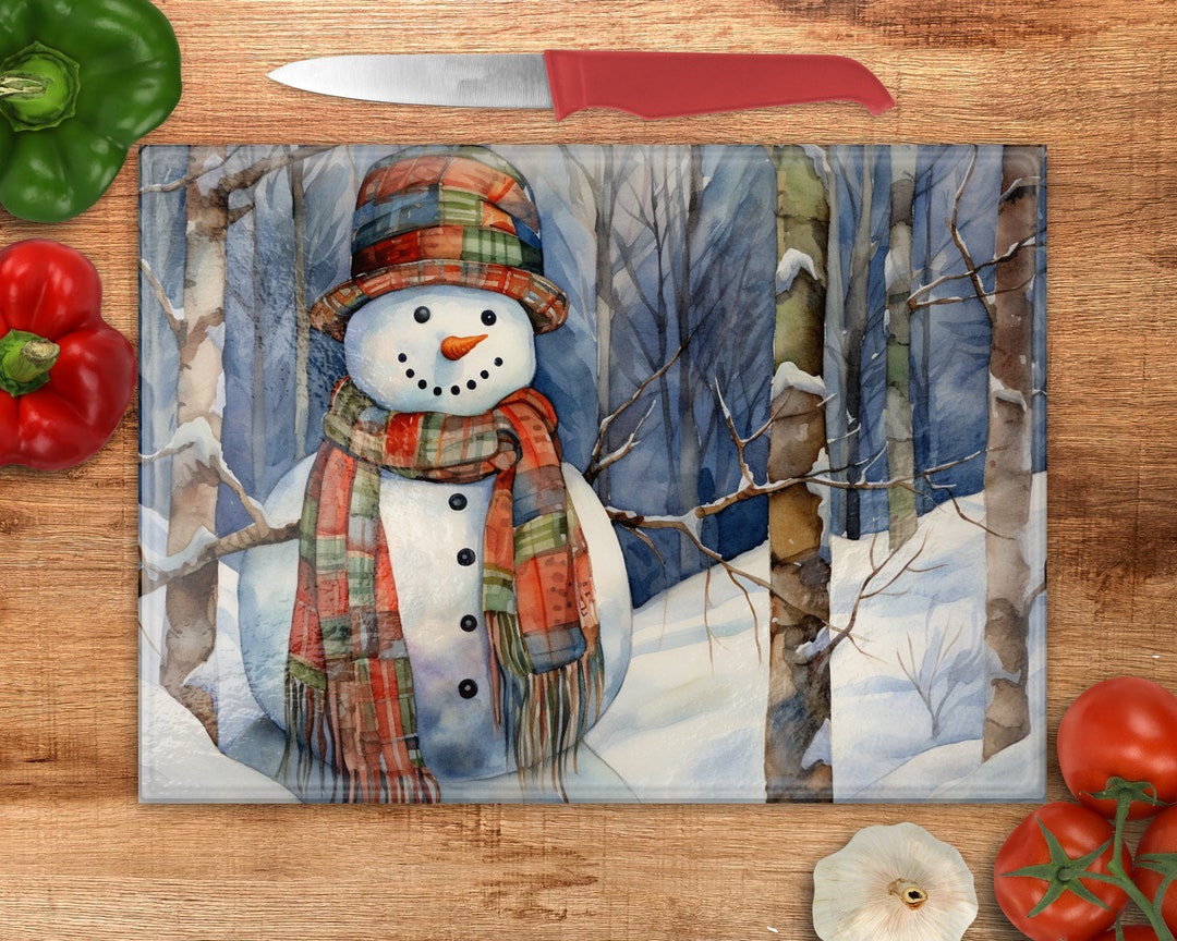 Christmas Cutting Board Design Download, Snowman Glass Cutting Board ...
