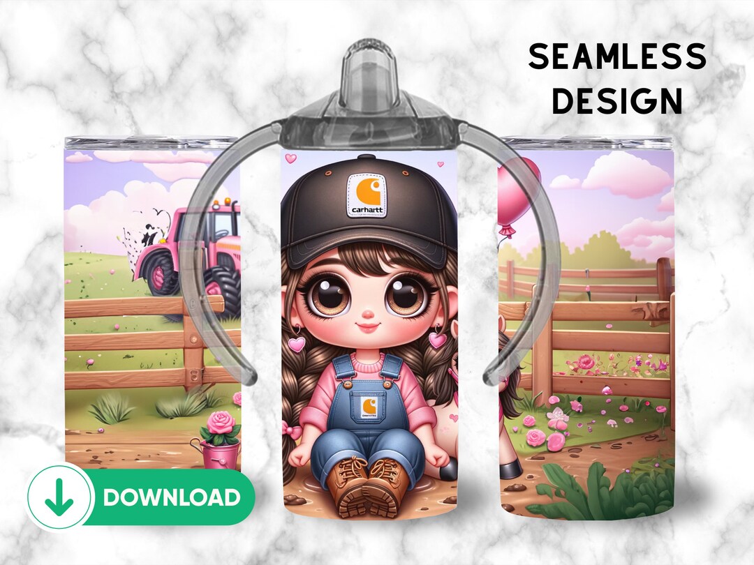 12oz Straight Sublimation Sippy Cup Wrap, Farm Girl Sippy Cup ...