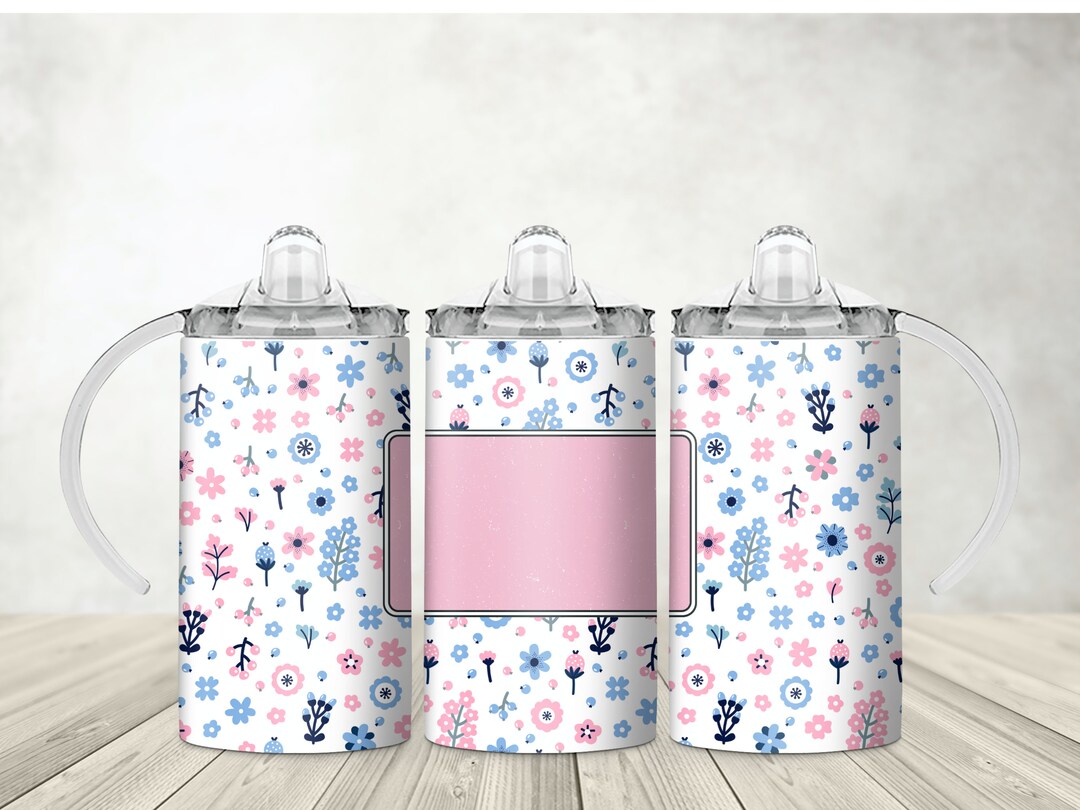 12oz Straight Sippy Cup Template Sippy Cup Template Kids Retro Floral ...
