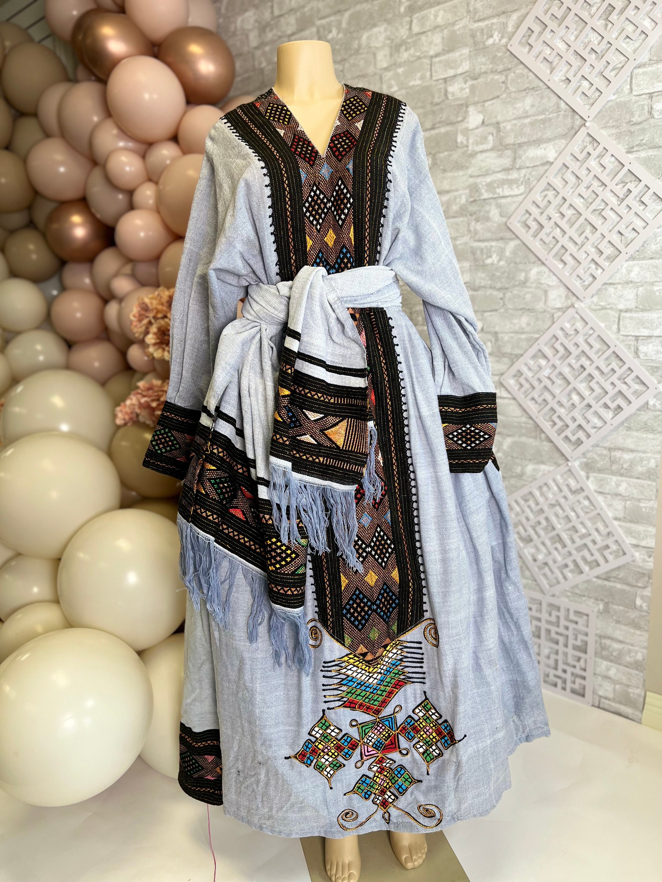 Raya Wollo Ethiopian Traditional Blue Dress ወሎ ቀሚስየሐበሻ የሐገር ባህል ልብስ - Etsy