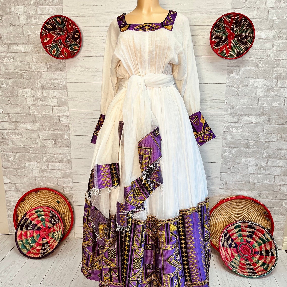 Purple Ethiopian Dress Eritrean Dress Traditiona Dress Kamis Habsha ...