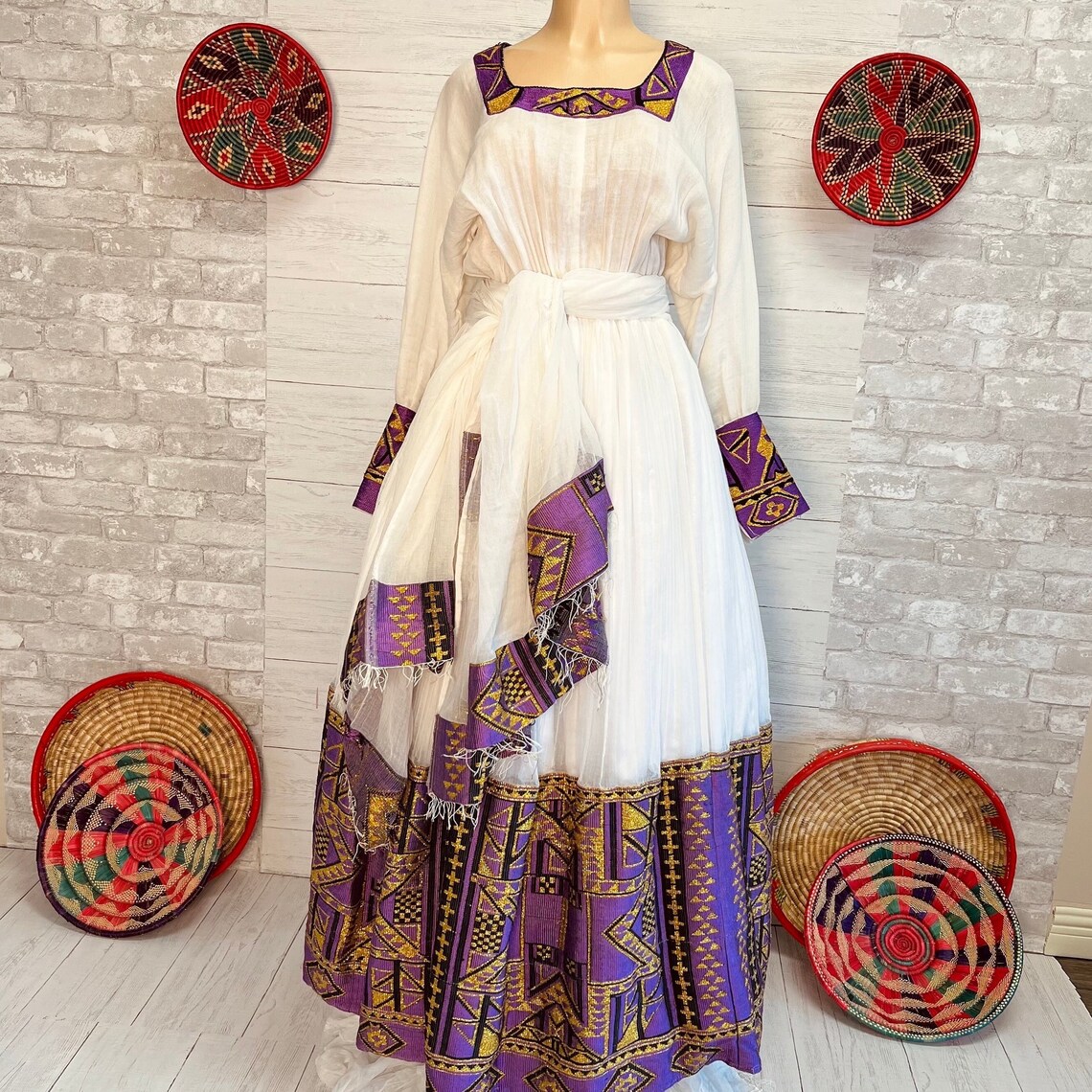 Purple Ethiopian Dress Eritrean Dress Traditiona Dress Kamis Habsha ...