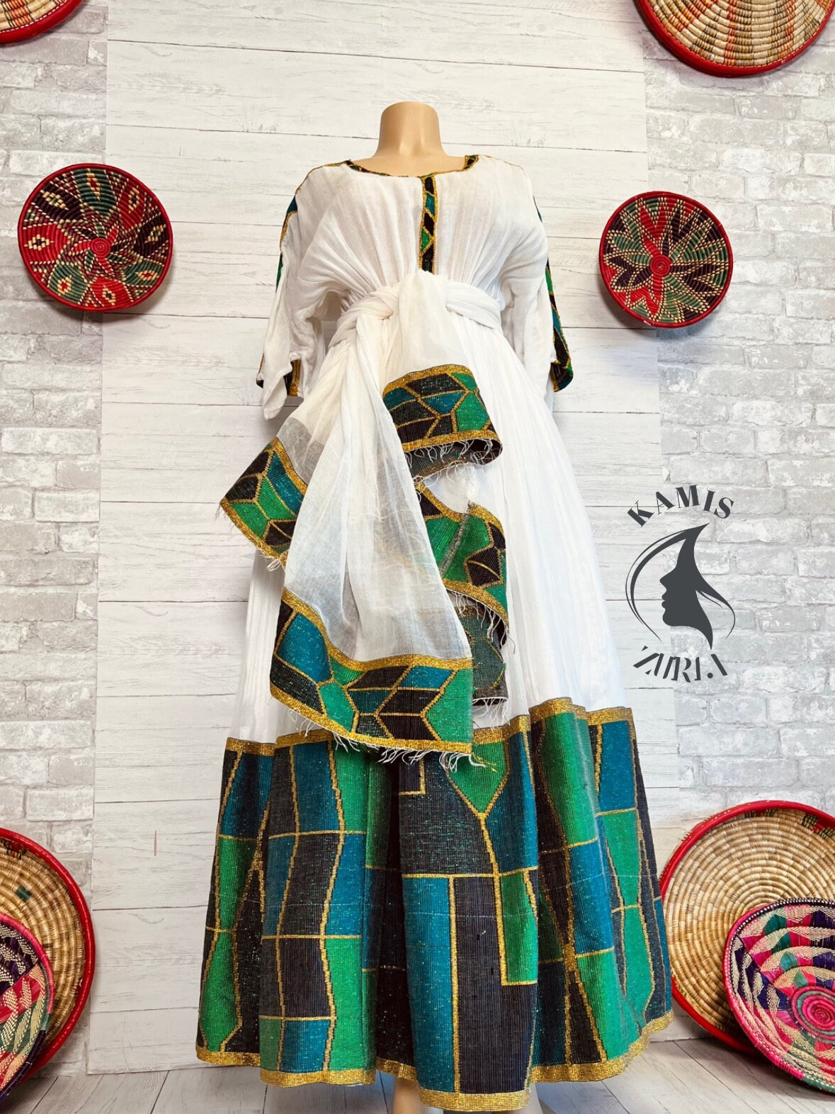 Green Ethiopian and Eritrean Traditional Dress|kamis| - Etsy