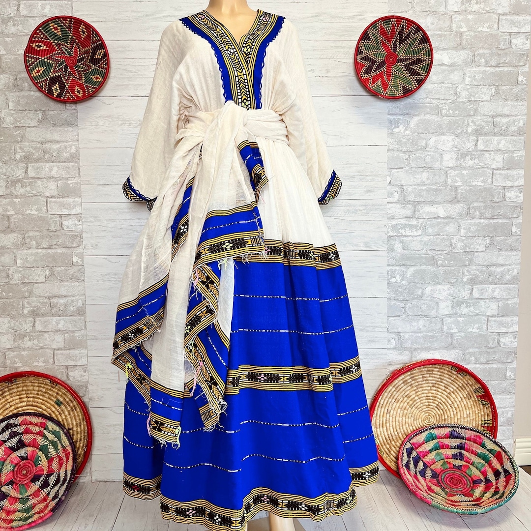 Royal Blue Ethiopian & Eritrean Dress |hahilwe Kemis |የሐበሻ የሐገር ባህል ልብስ ...