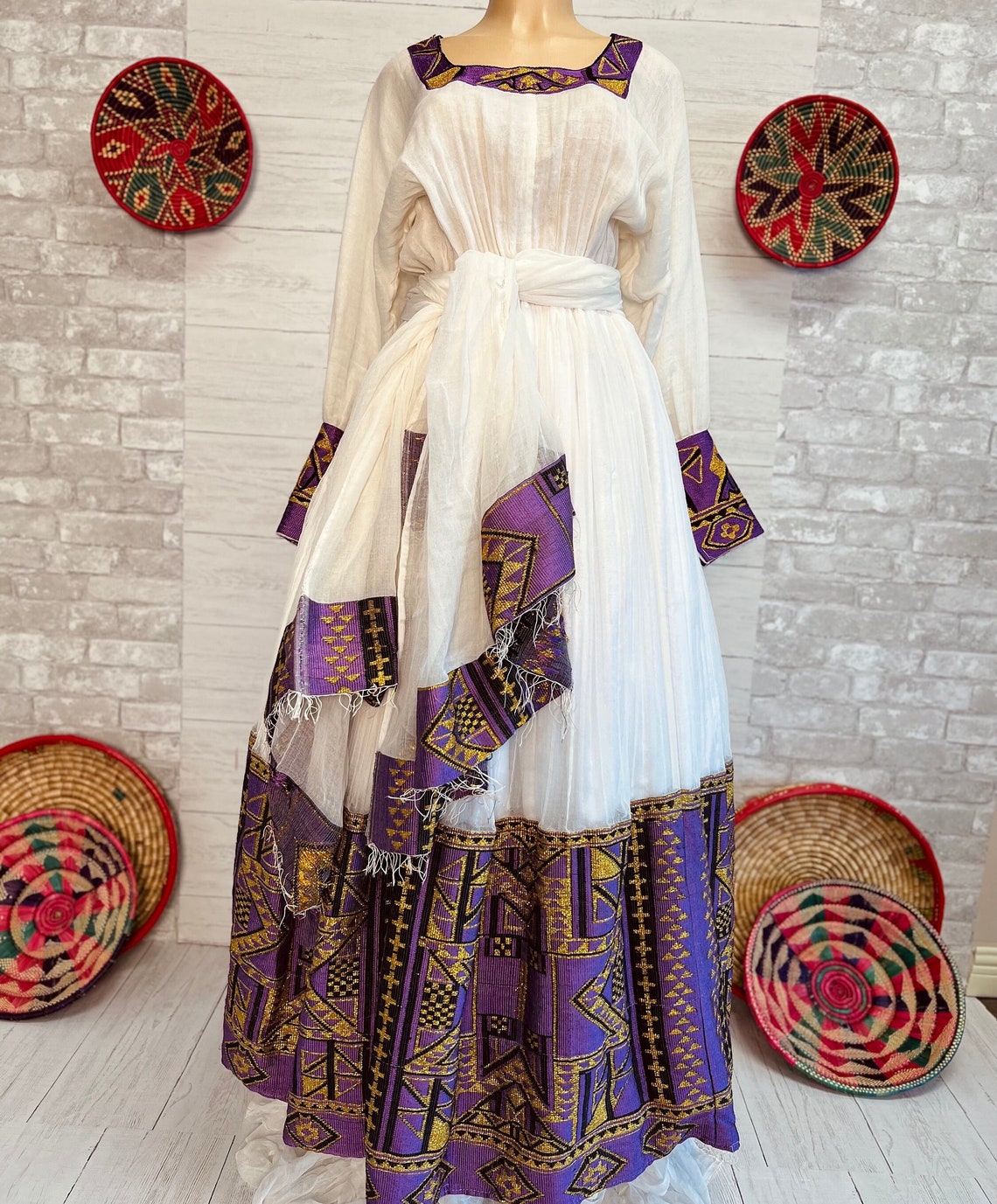 Purple Ethiopian Dress Eritrean Dress Traditiona Dress Kamis Habsha ...