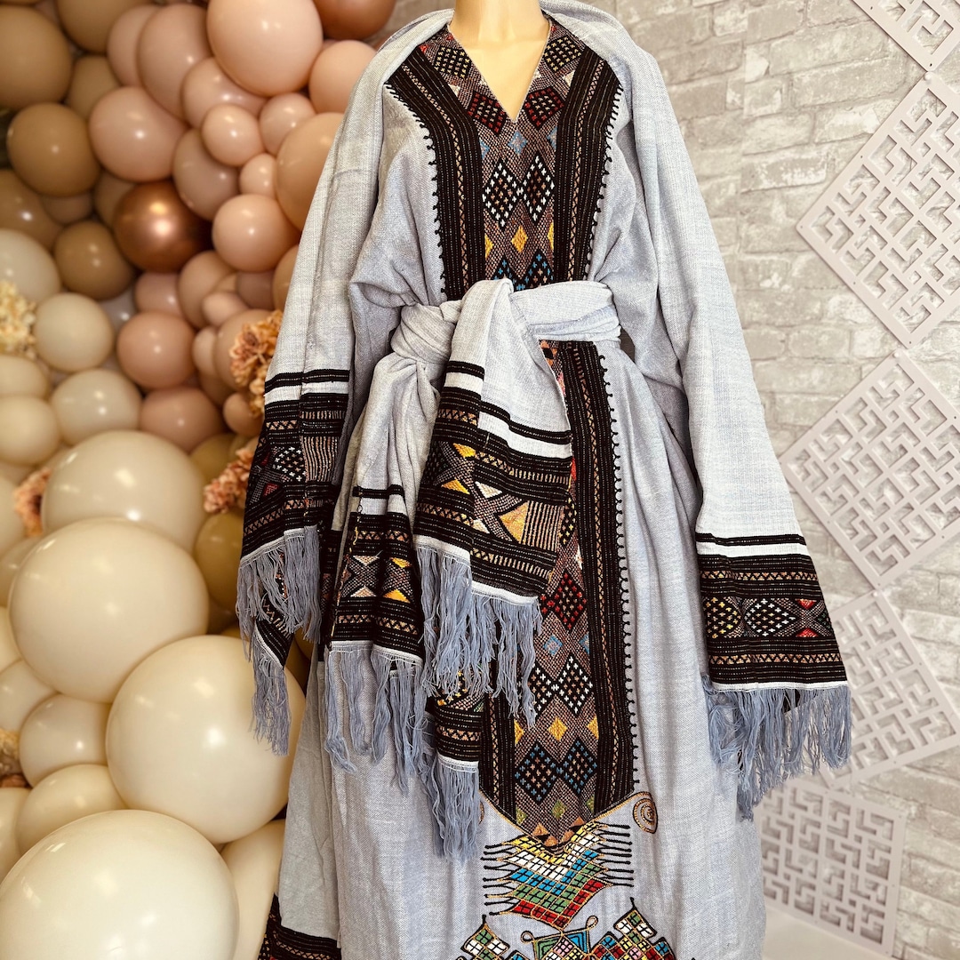 Raya Wollo Ethiopian Traditional Blue Dress ወሎ ቀሚስየሐበሻ የሐገር ባህል ልብስ - Etsy