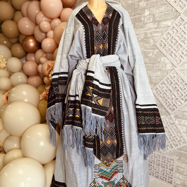 Raya Wollo Ethiopian Traditional Blue Dress ወሎ ቀሚስየሐበሻ የሐገር ባህል ልብስ - Etsy