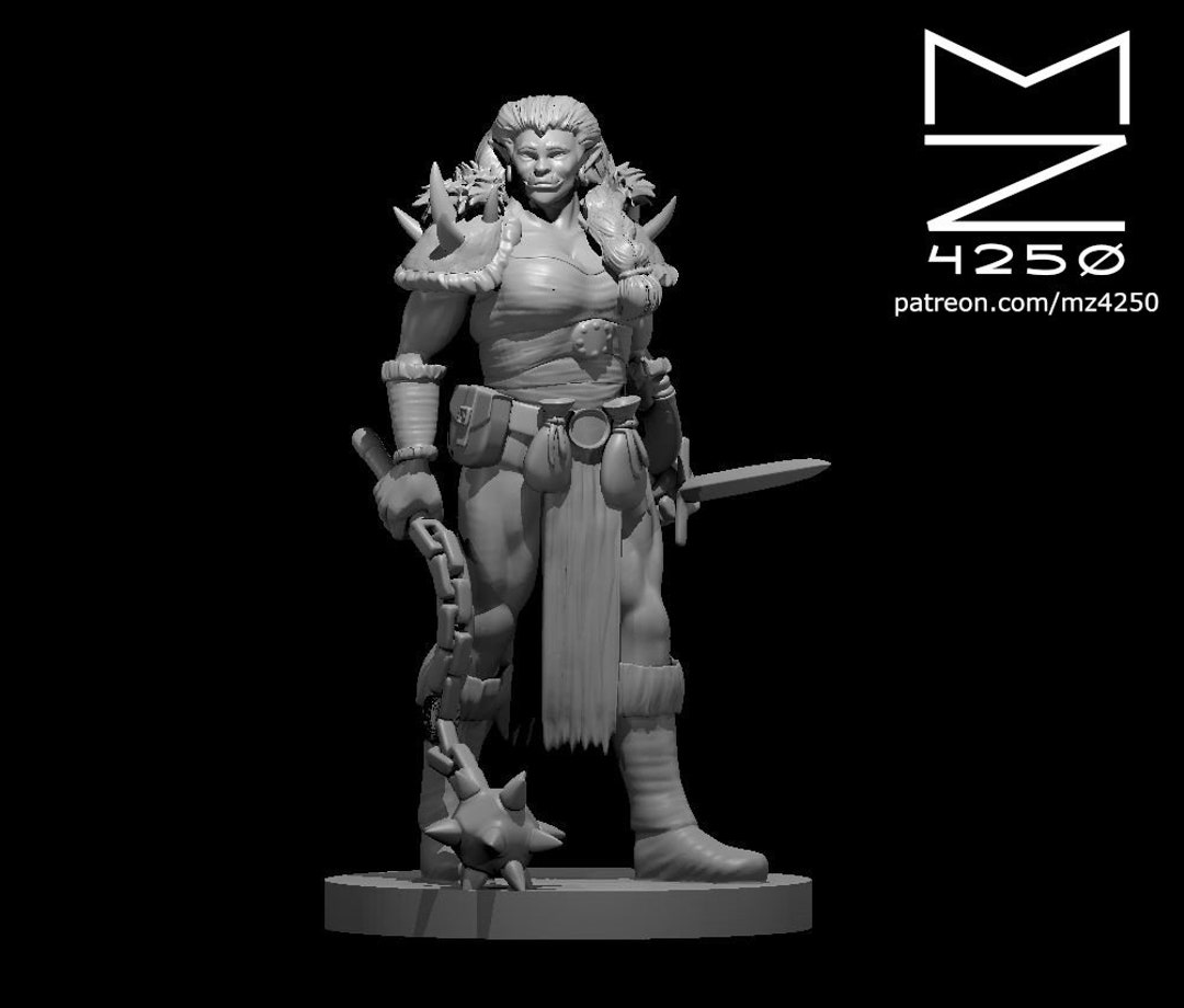 Half Orc Female Barbarian | DND | Pathfinder | TTRPG - Etsy
