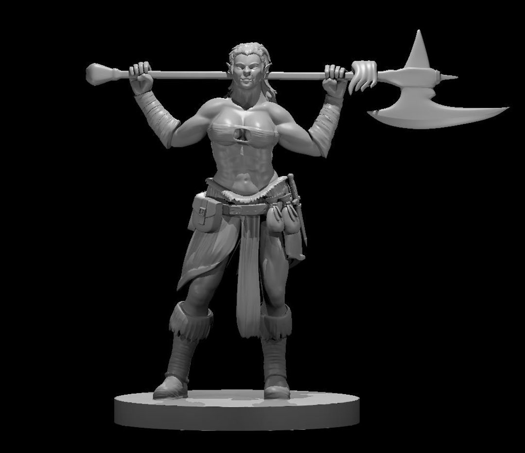 Half Orc Female Barbarian With Greataxe | DND | Pathfinder | TTRPG - Etsy