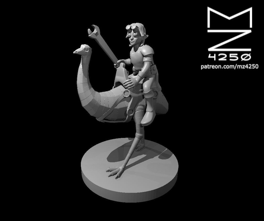 Gnome Artificer With Emu Defender Mount | DND | Pathfinder | TTRPG - Etsy