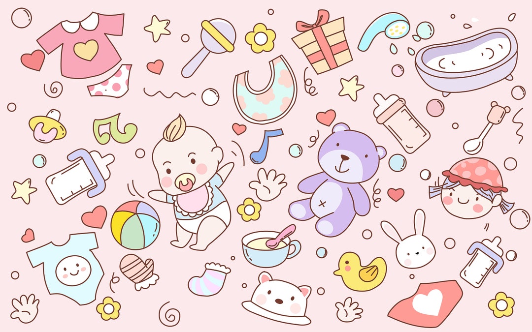 Mother and Baby Shading Baby and Bear and Girl Elements PSD - Etsy