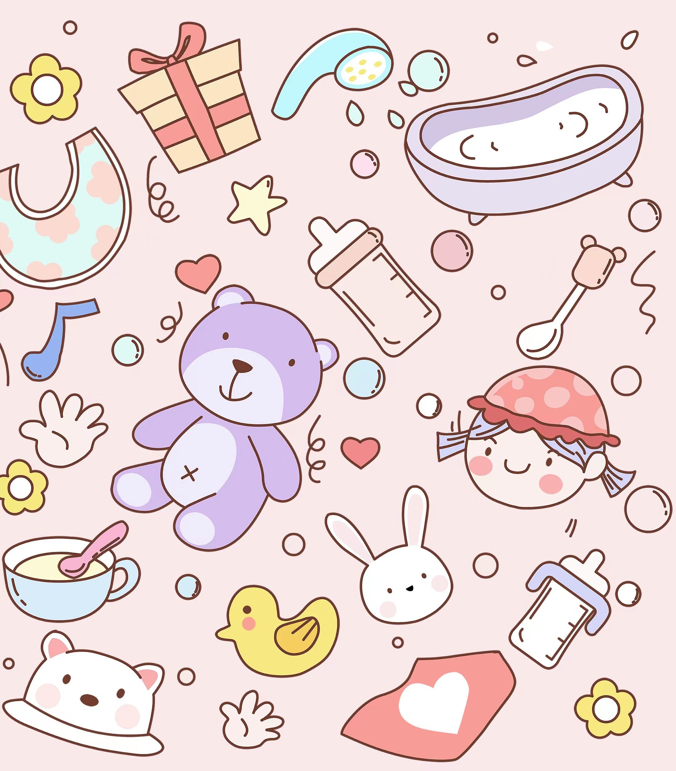 Mother and Baby Shading Baby and Bear and Girl Elements PSD - Etsy