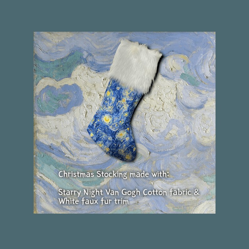 Starry Night Vincent Van Gogh Inspired Christmas Stocking Fur Trimmed ...