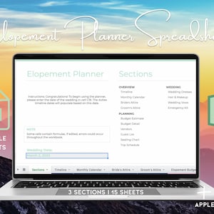 Elopement Planner Spreadsheet - Etsy