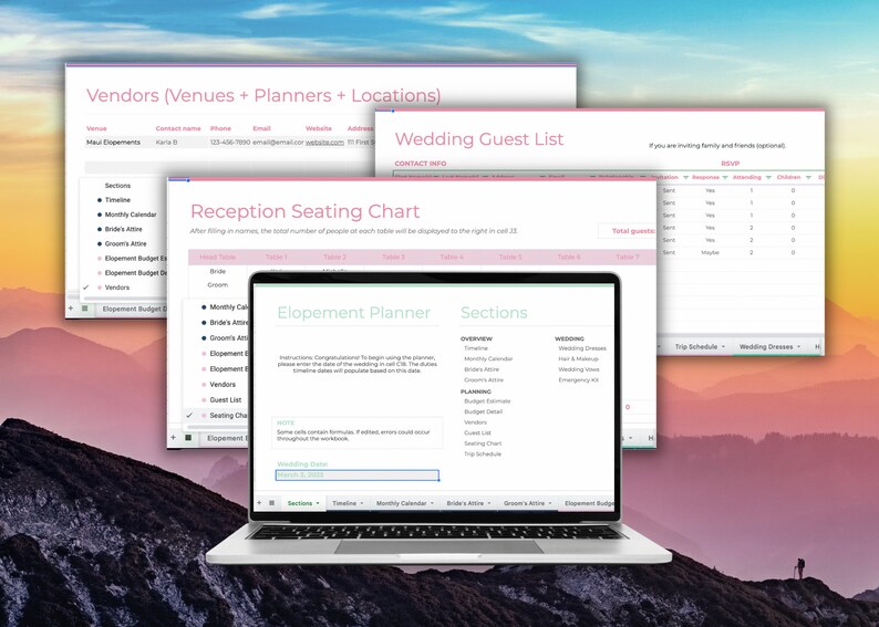 Elopement Planner Spreadsheet - Etsy