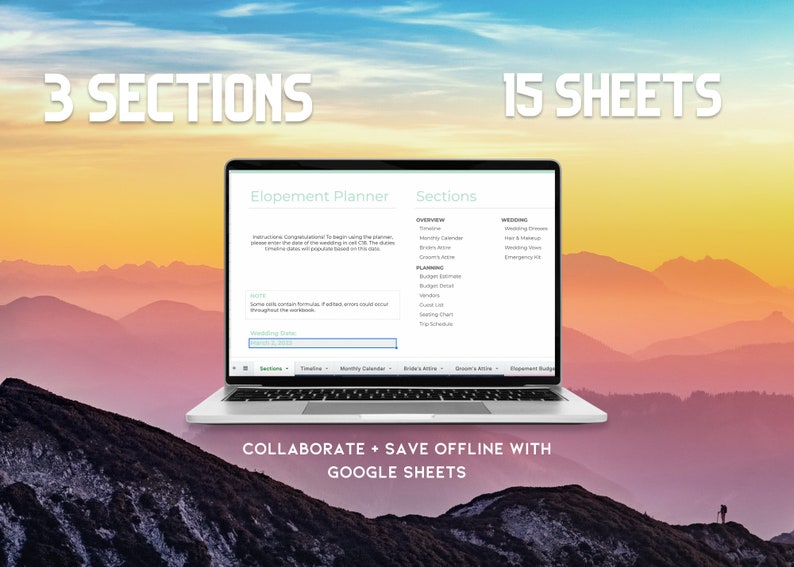 Elopement Planner Spreadsheet - Etsy
