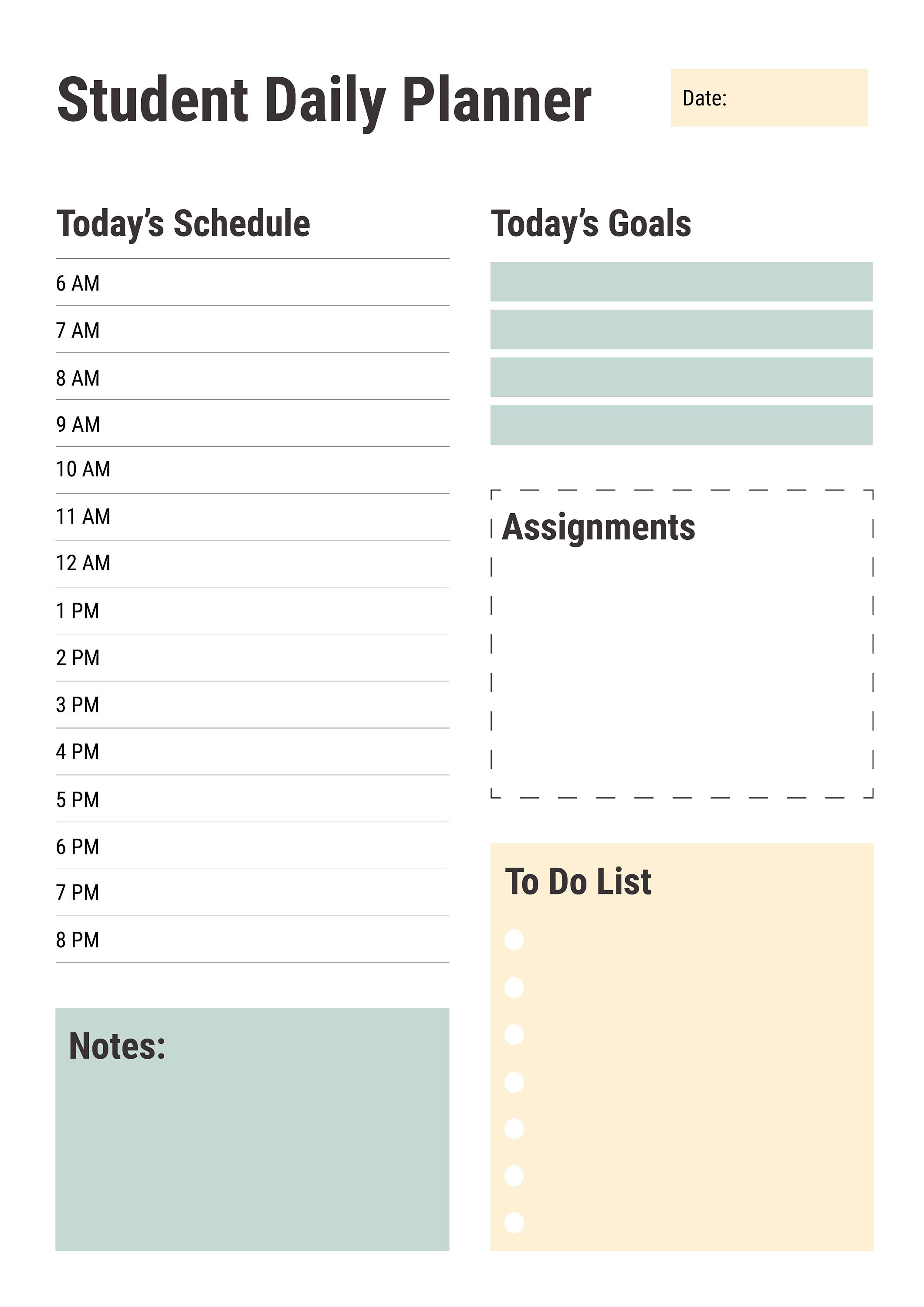 Daily Student Planner Printable Planner Quick and Easy - Etsy