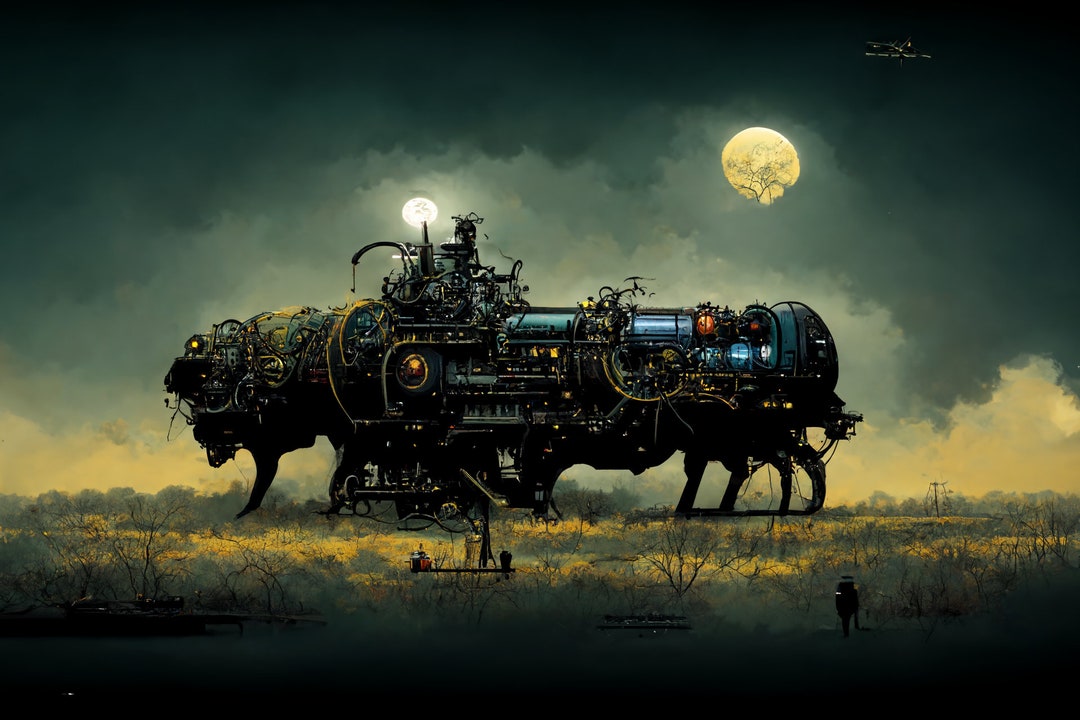 Steampunk Mechanical Bison Poster - Etsy