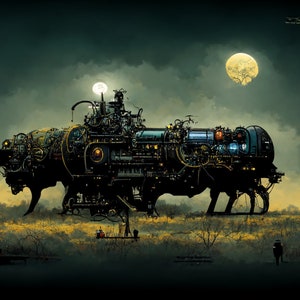 Steampunk Mechanical Bison Poster - Etsy