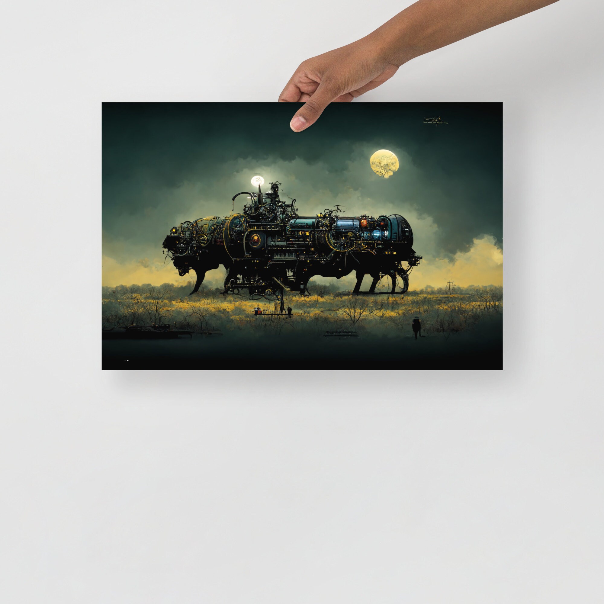 Steampunk Mechanical Bison Poster - Etsy