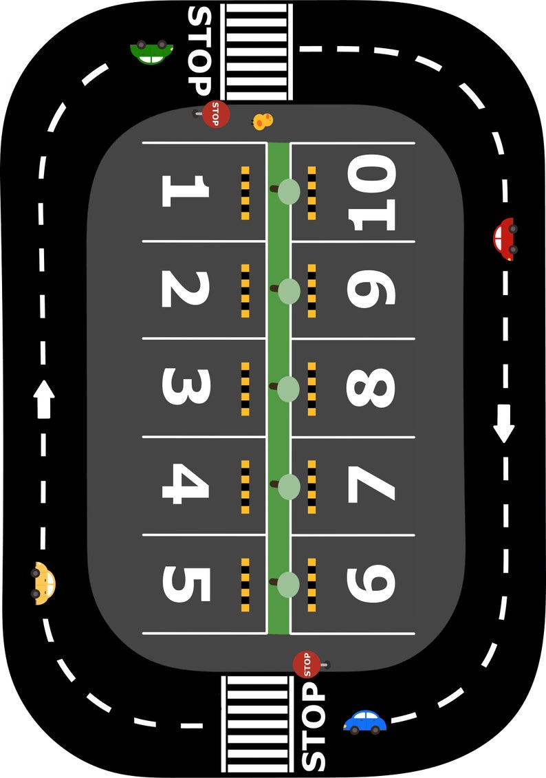 Digital Large Flisat Insert, Number Car Parking Lot Play Mat 1, Number ...