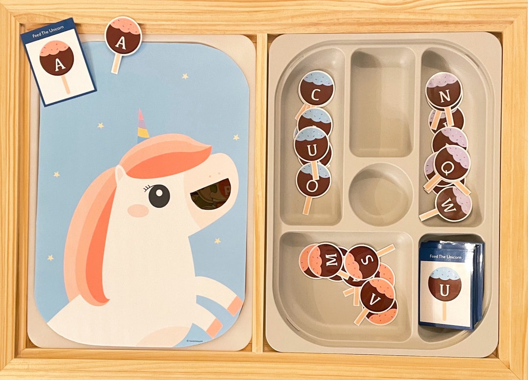 Digital Large Flisat Insert, Feed Unicorn Alphabet Cake Pops, Letter ...