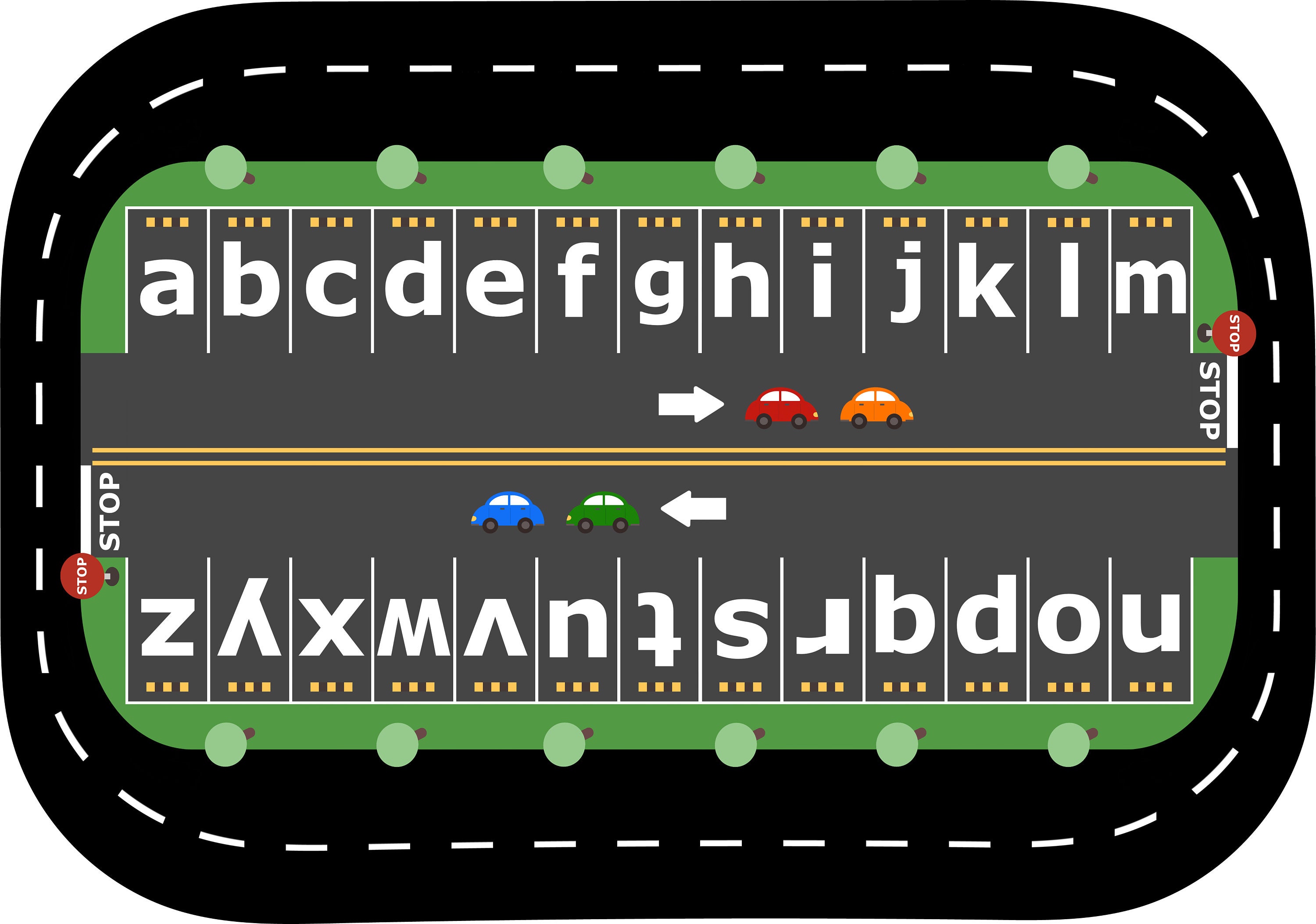 Digital Large Flisat Insert, Alphabet Car Parking Lot, Alphabet Cars ...