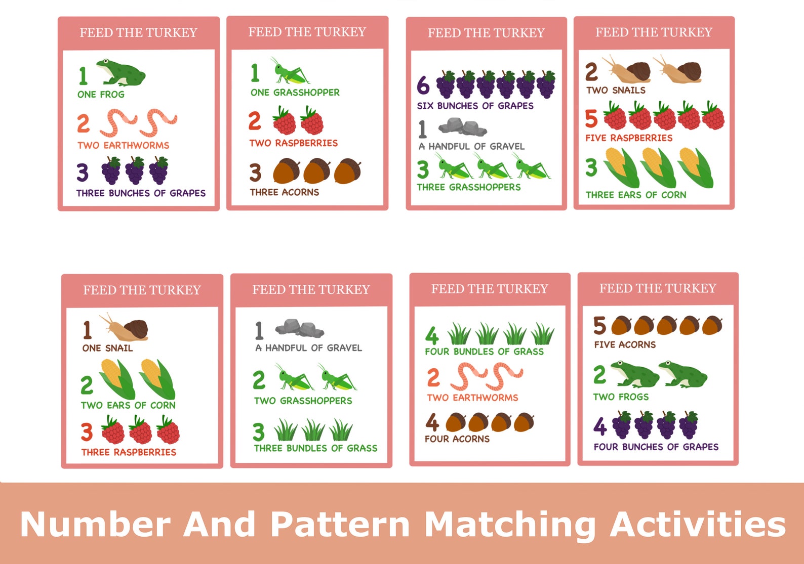 Digital Large Flisat Insert Feed the Turkey Learn to Count - Etsy