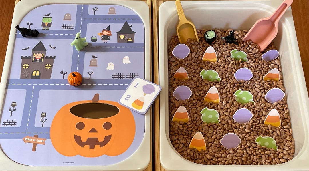 Digital Large Flisat Insert, Halloween Candy Counting, Car Play Mat (A4 ...