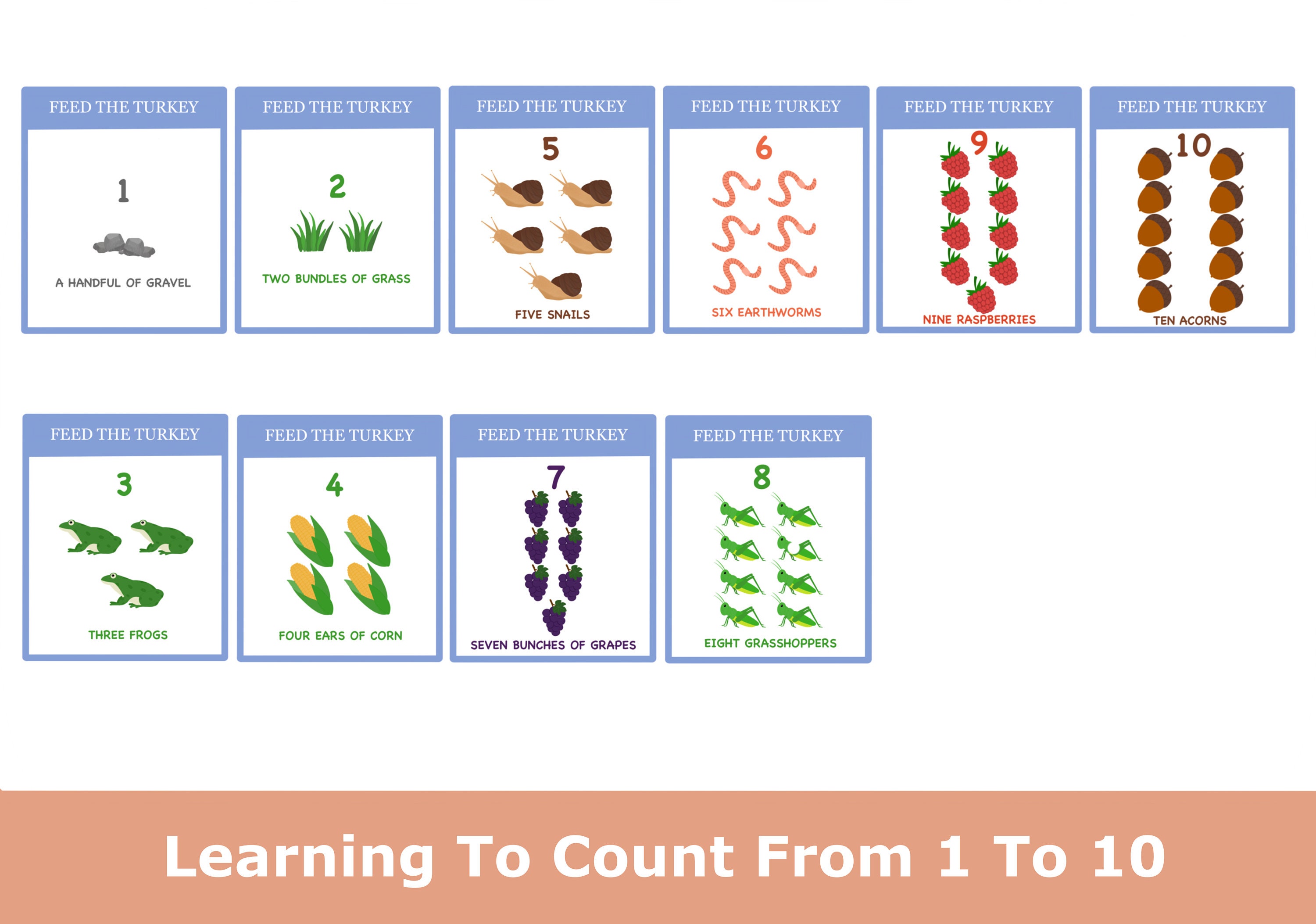 Digital Large Flisat Insert Feed the Turkey Learn to Count - Etsy