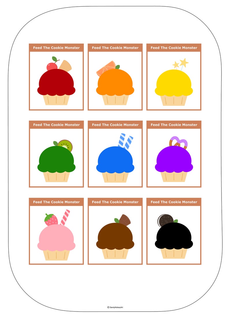 Digital Large Flisat Insert, Feed Cookie Monster Cupcakes, Color ...