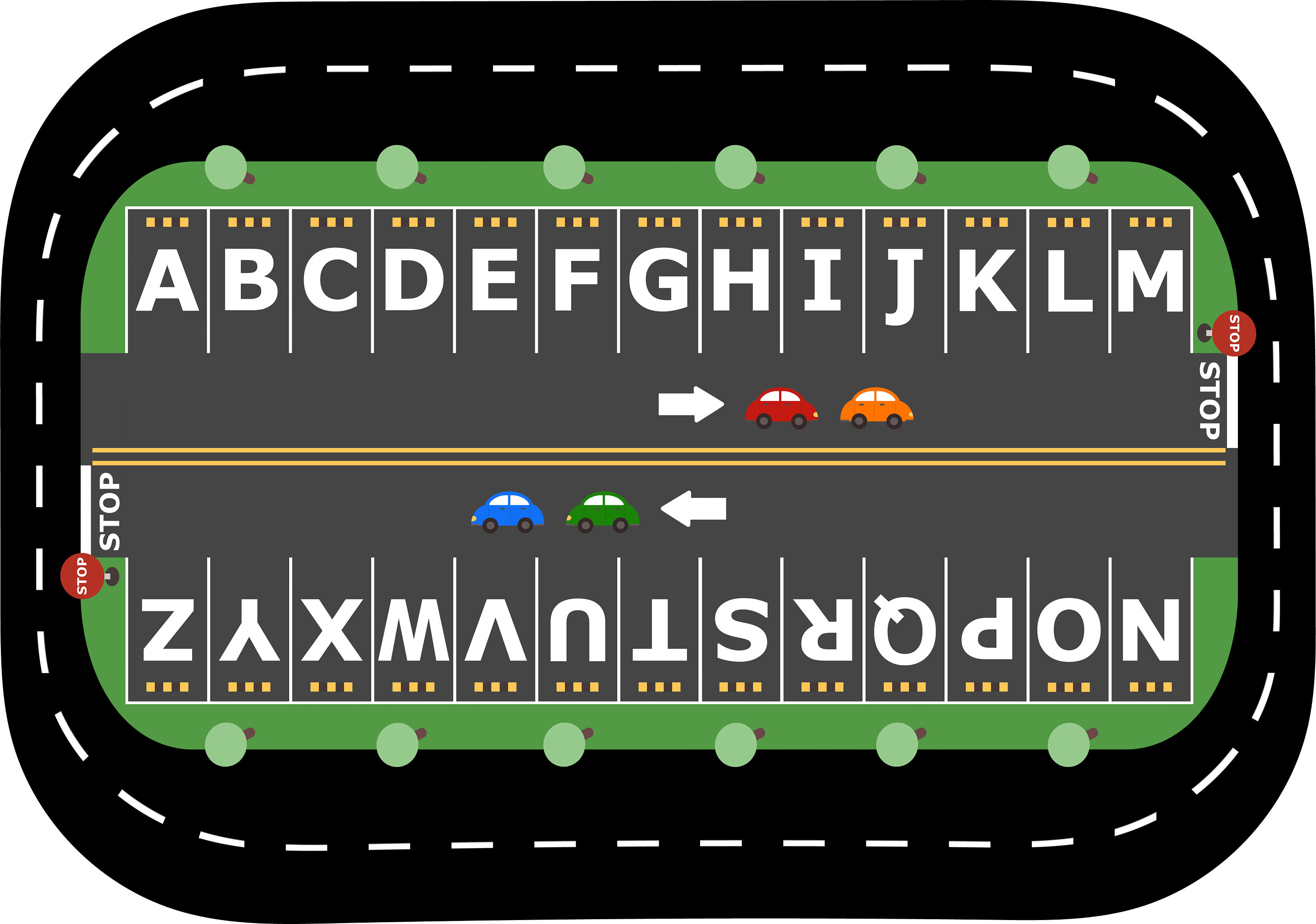 Digital Large Flisat Insert, Alphabet Car Parking Lot, Alphabet Cars ...