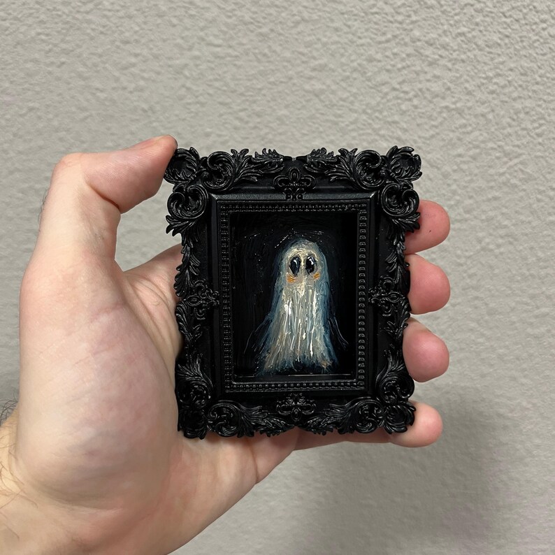 Mini Ghost Painting: Framed Dark Academia Gothic Decor - Etsy