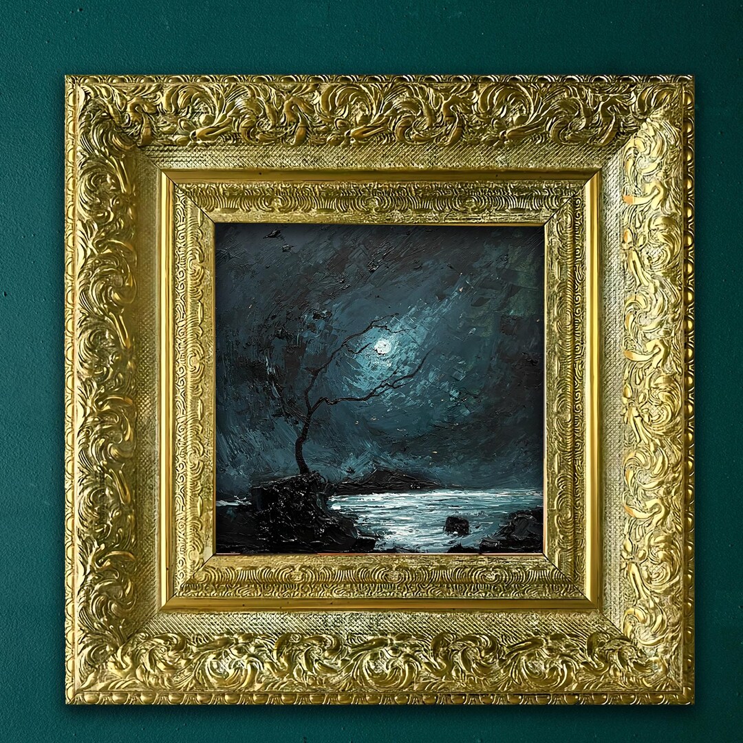 Original Oil Painting: Dark Romantic Nocturne Landscape - 20x20 Cm - Etsy