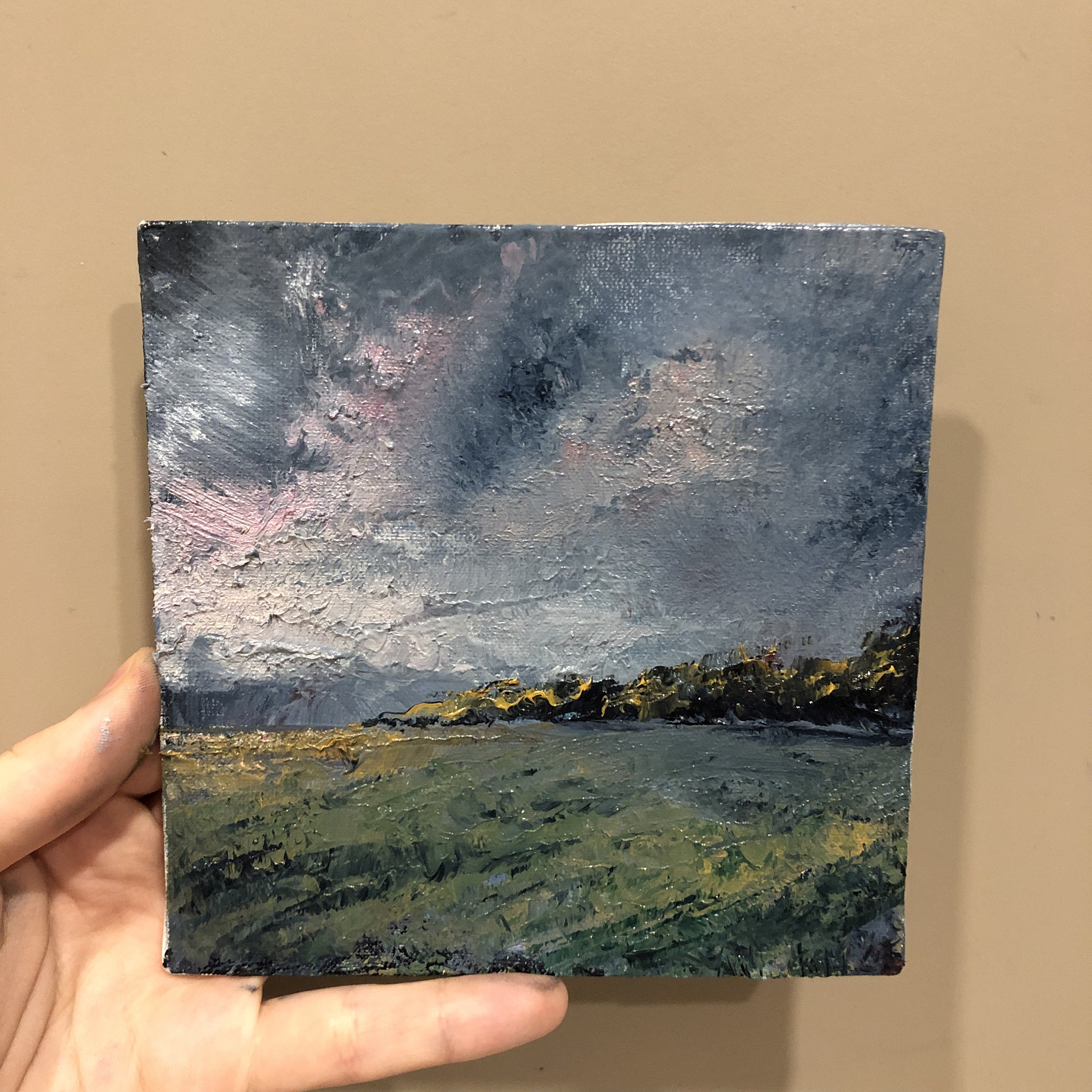 Small Original Oil Painting Landscape on Canvas. Square - Etsy UK