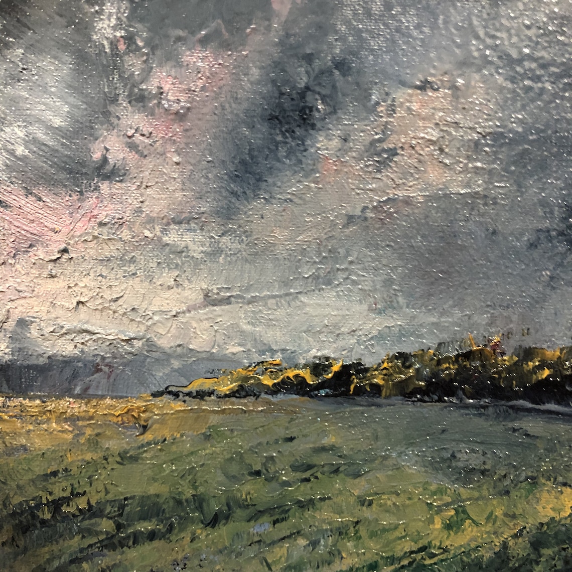 Small Original Oil Painting Landscape on Canvas. Square Abstract ...