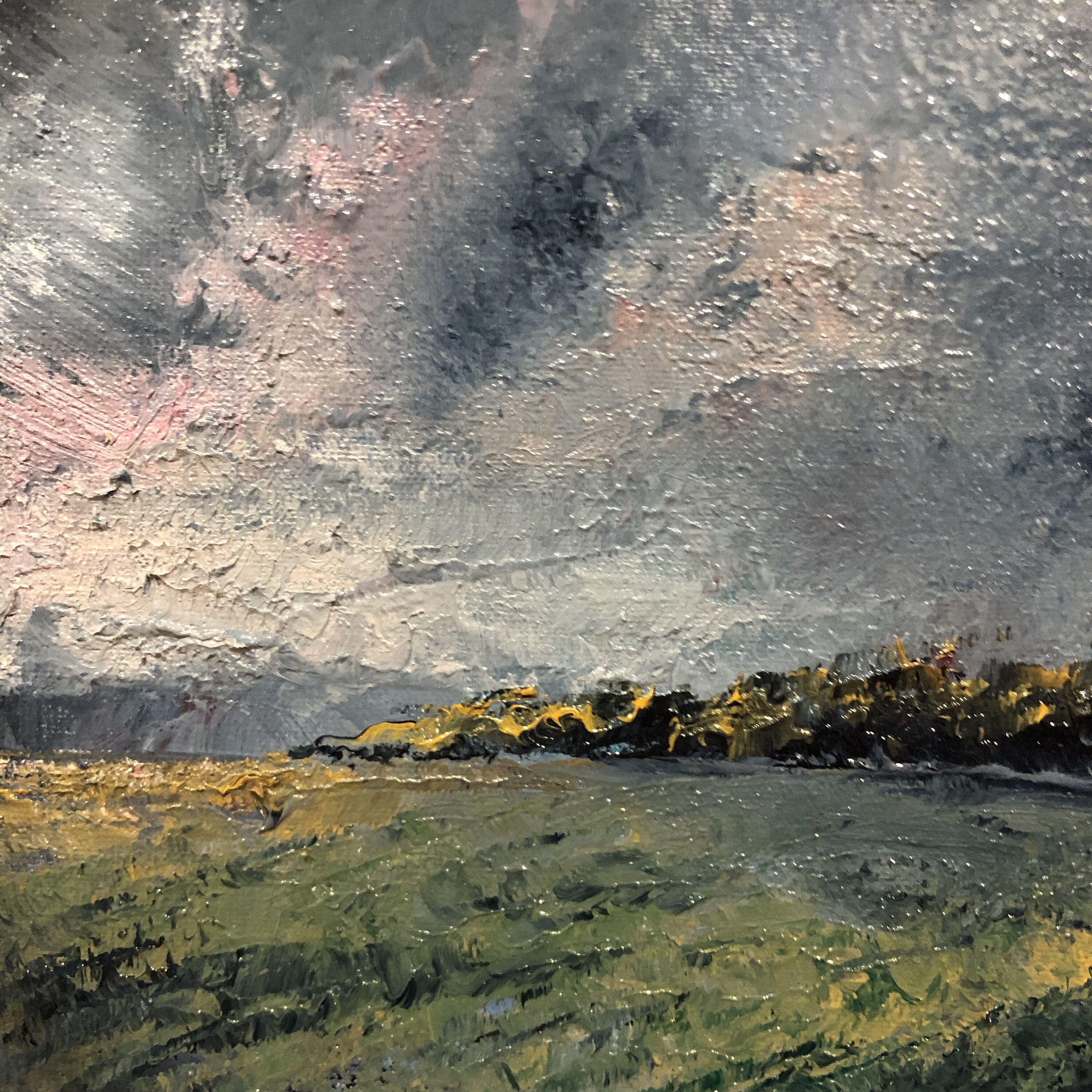 Small Original Oil Painting Landscape on Canvas. Square Abstract ...
