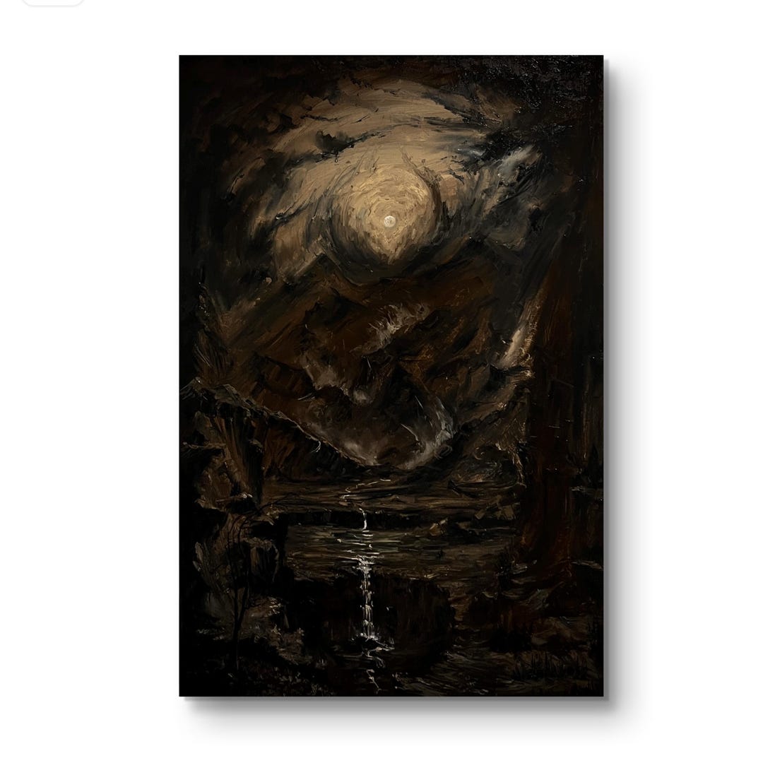 MADE to ORDER: Moonlit Valley Gothic Oil Painting, Dark Academia ...