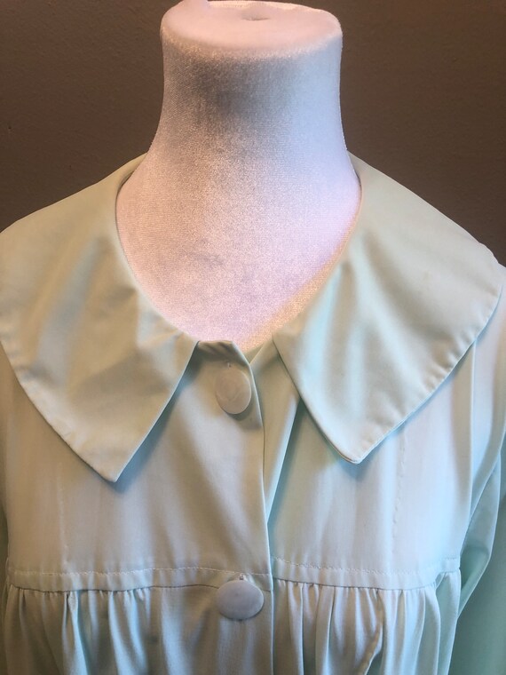 Vintage 1960s-70s Home Hand Made Mint Green Robe - Gem