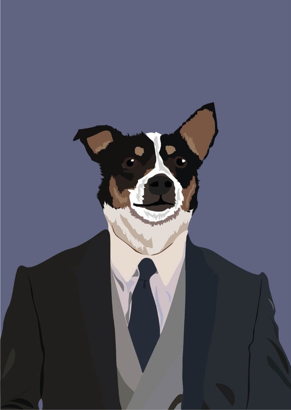 Suited Dog Portrait Wallpaper - Etsy
