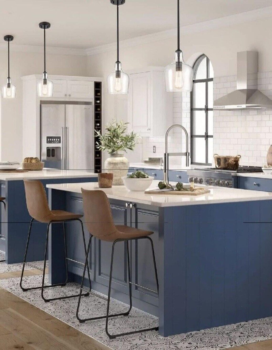 Modern Farmhouse Pendant Lighting for Kitchen Island Glass Black ...