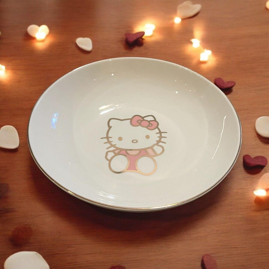 Hello Kitty Ceramic Bowl Gold Trim Pink Bows on Side 46OZ. - Etsy
