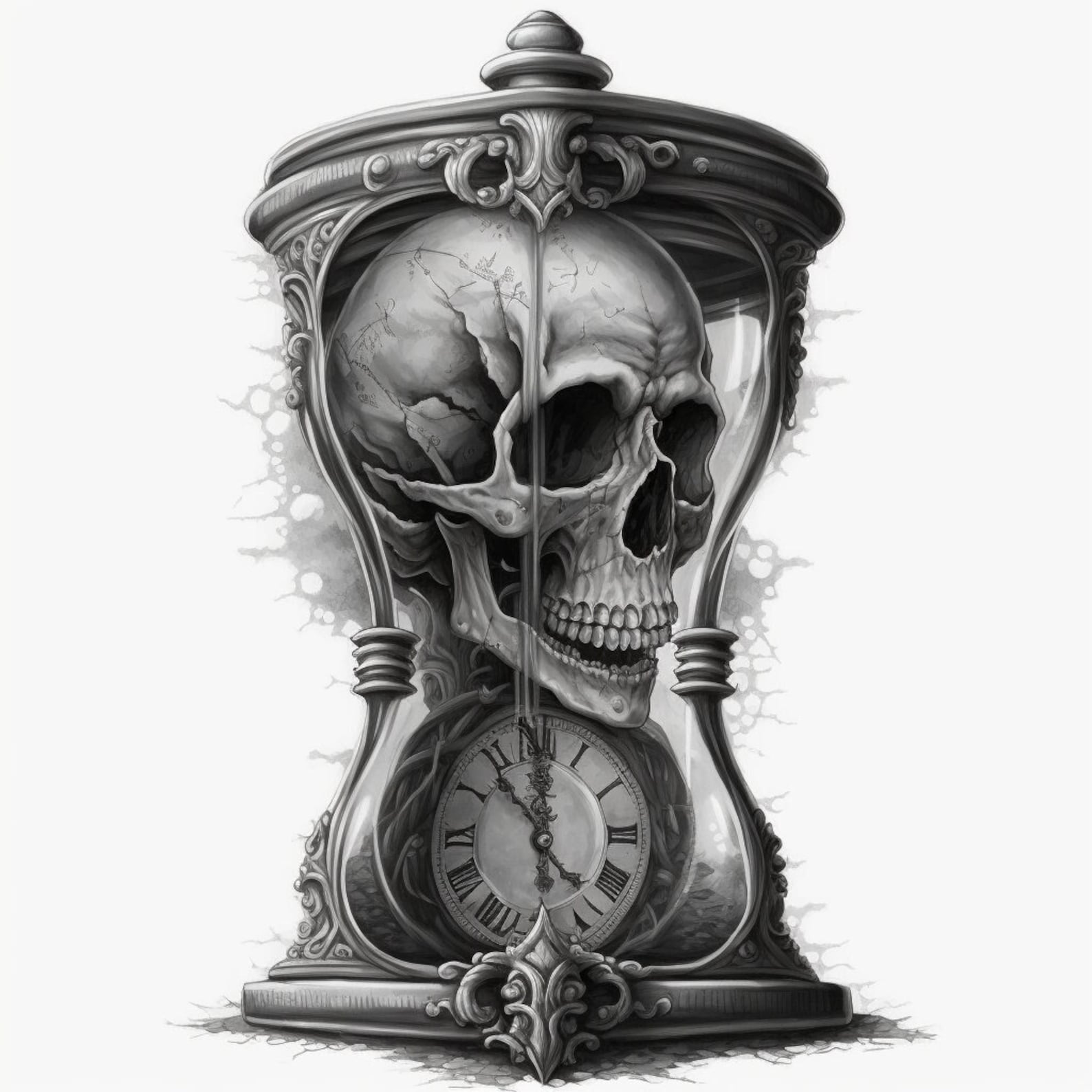Skull and Hourglass - Etsy