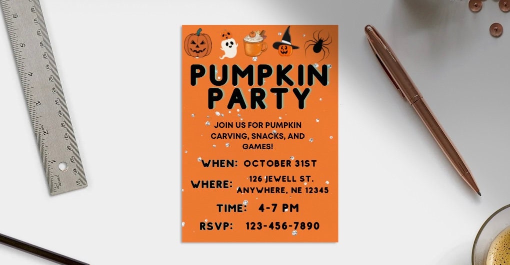 Pumpkin Party Invitation Printable Invitation Halloween - Etsy