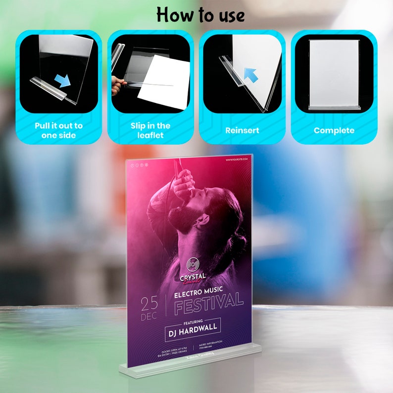 8.5 X 11 Acrylic Display Stand for Prints, Artwork, Literature, Clear ...