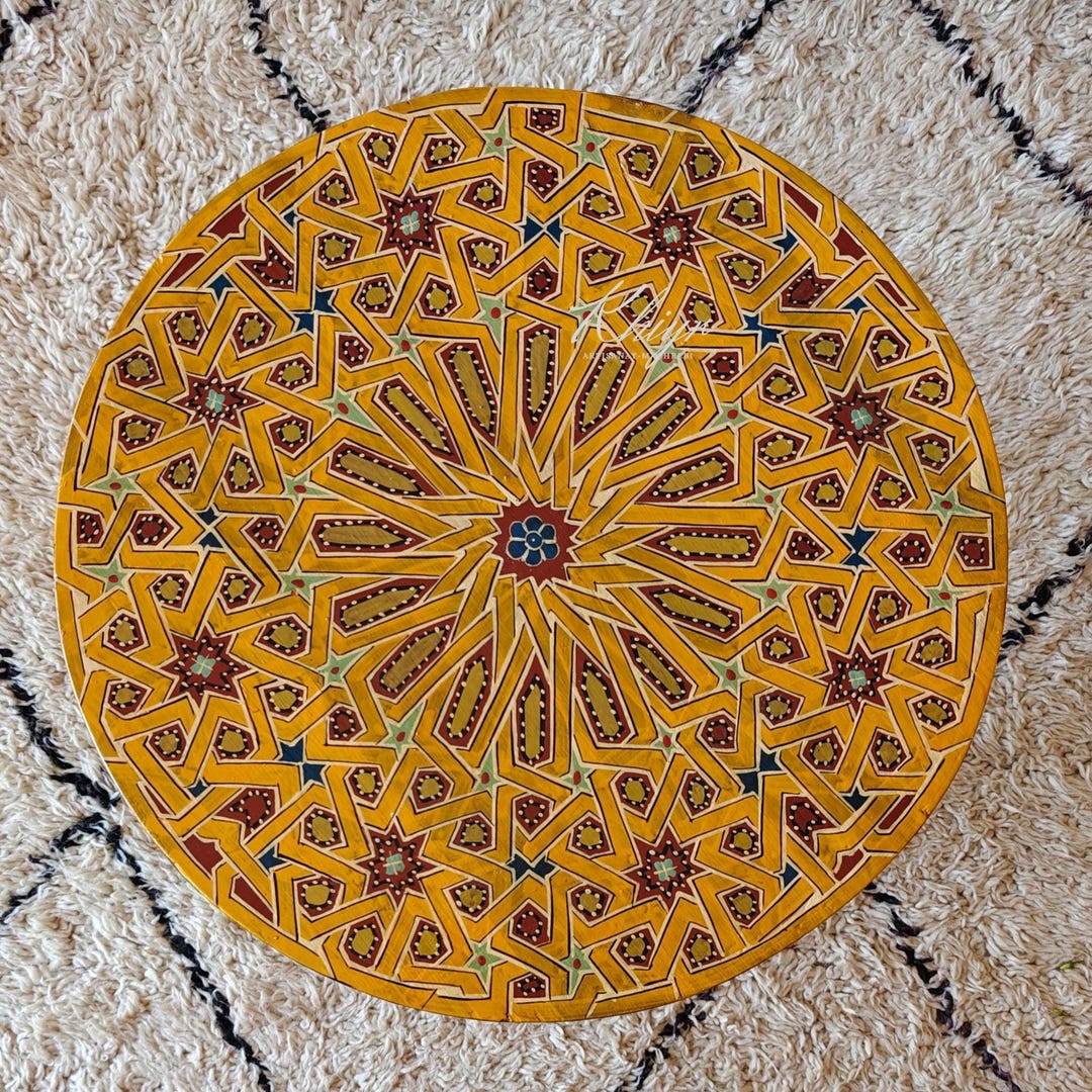 Hand-painted Round Table - Moroccan Artisanal Table - Vintage Style ...