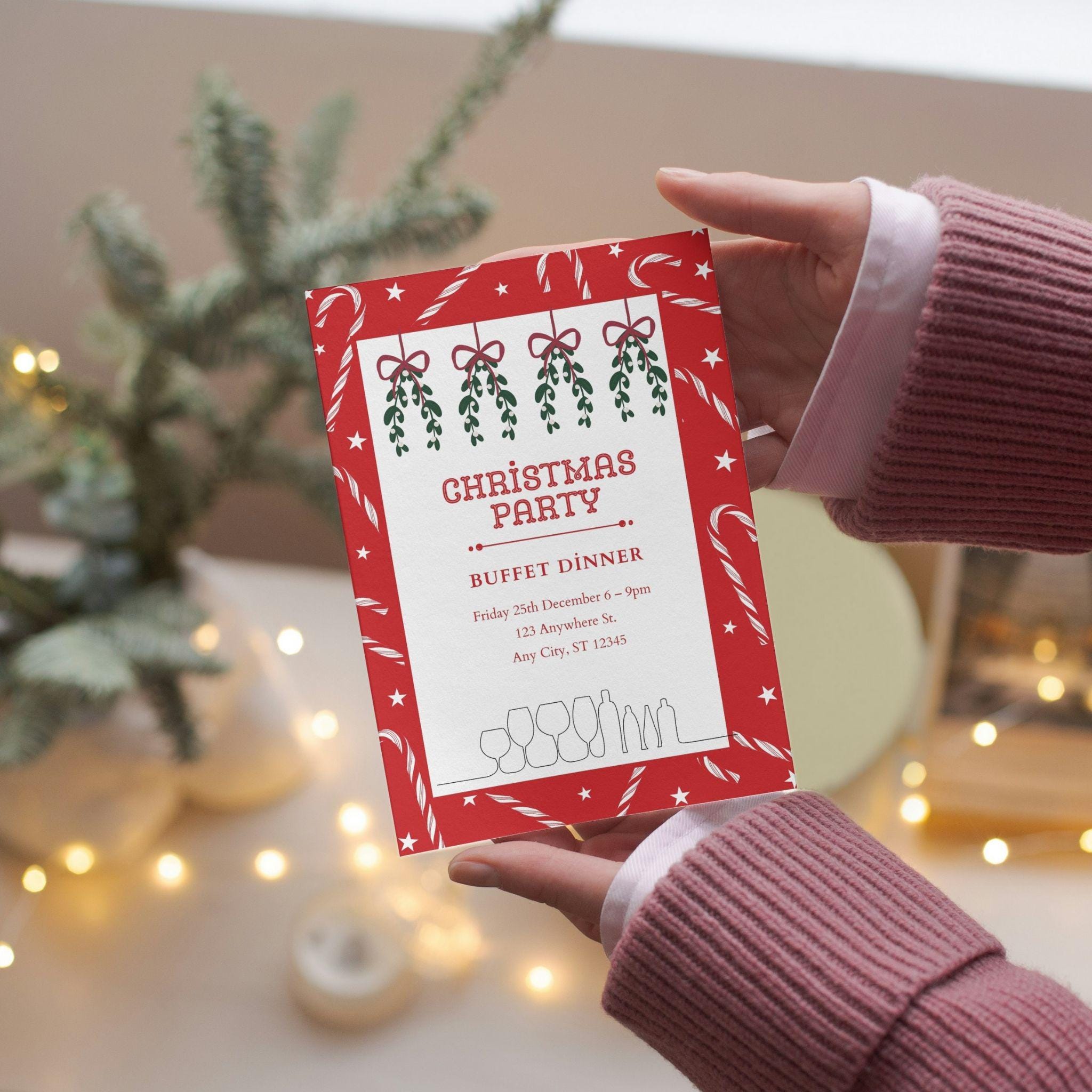 Digital Christmas Party Invitation, Christmas Invitation Canva ...